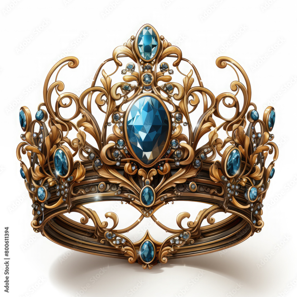 Watercolor golden tiara isolated on a transparent vector, clipart ...