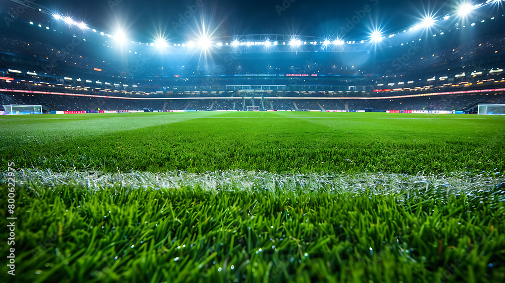 The soccer field is lush green, meticulously maintained, and stretches ...