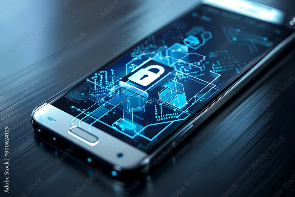 Secure messaging app on a smartphone ensuring end-to-end encryption for ...
