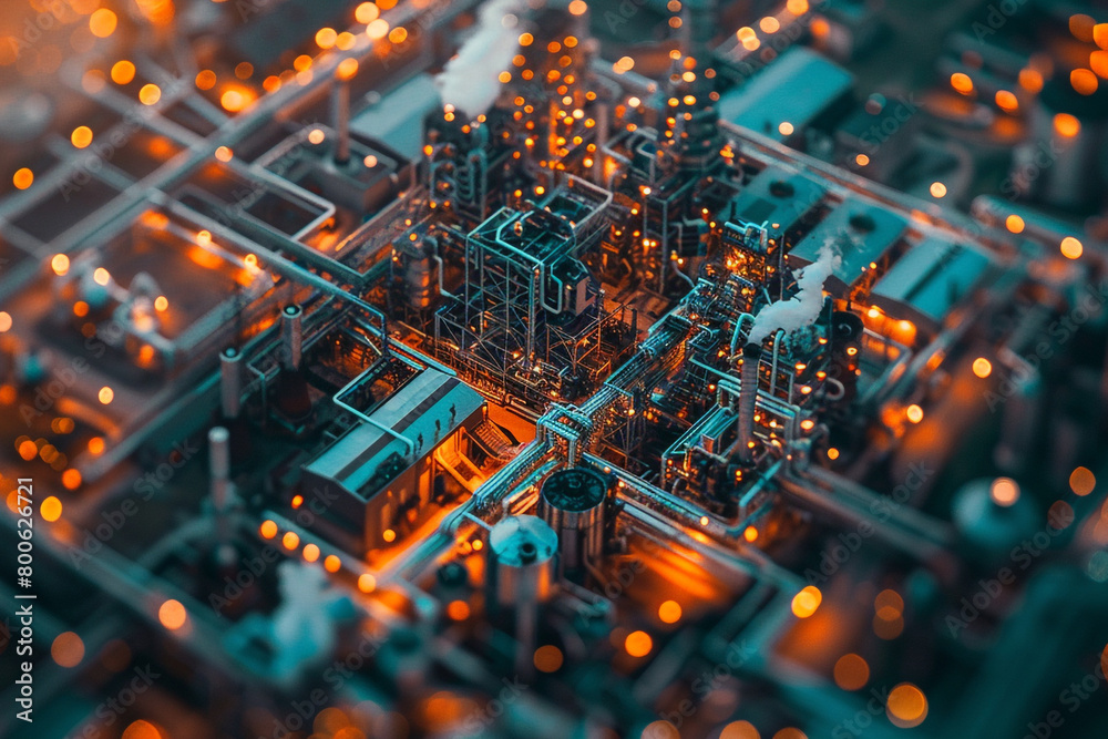 Zoomed-in image of a manufacturing plant in a developing country ...
