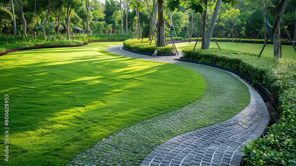 green curved landscape ground turf ground architecture grass ...