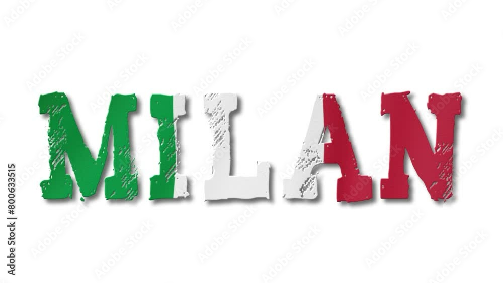 Milan Text with Italy Flag Waving Inside. Seamless Loop Animation on ...