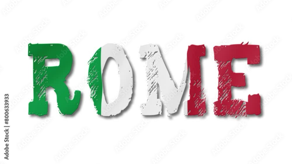 Rome Text with Italy Flag Waving Inside. Seamless Loop Animation on ...