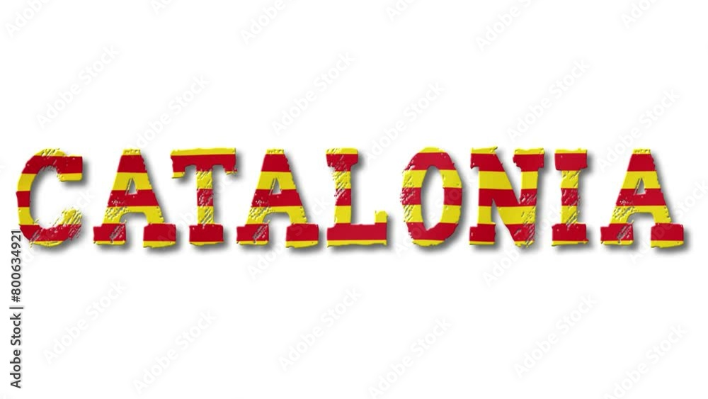 Catalonia Text with the Flag Waving Inside. Seamless Loop Animation on ...