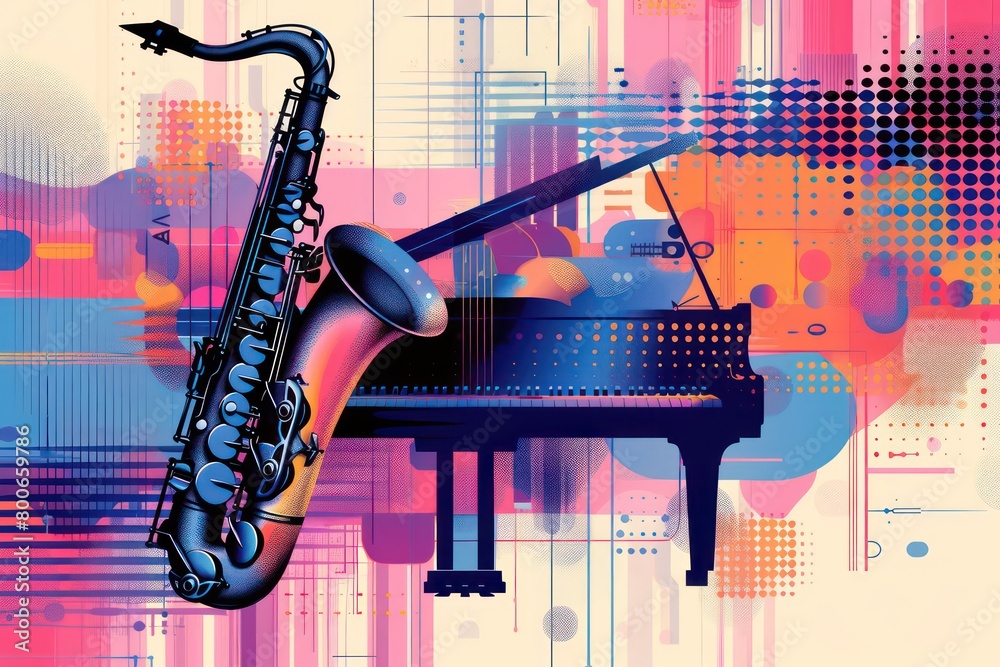 design of an abstract jazz background with musical instruments in ...