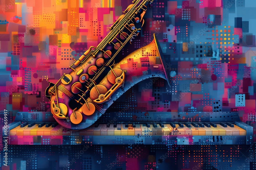 design of an abstract jazz background with musical instruments in ...