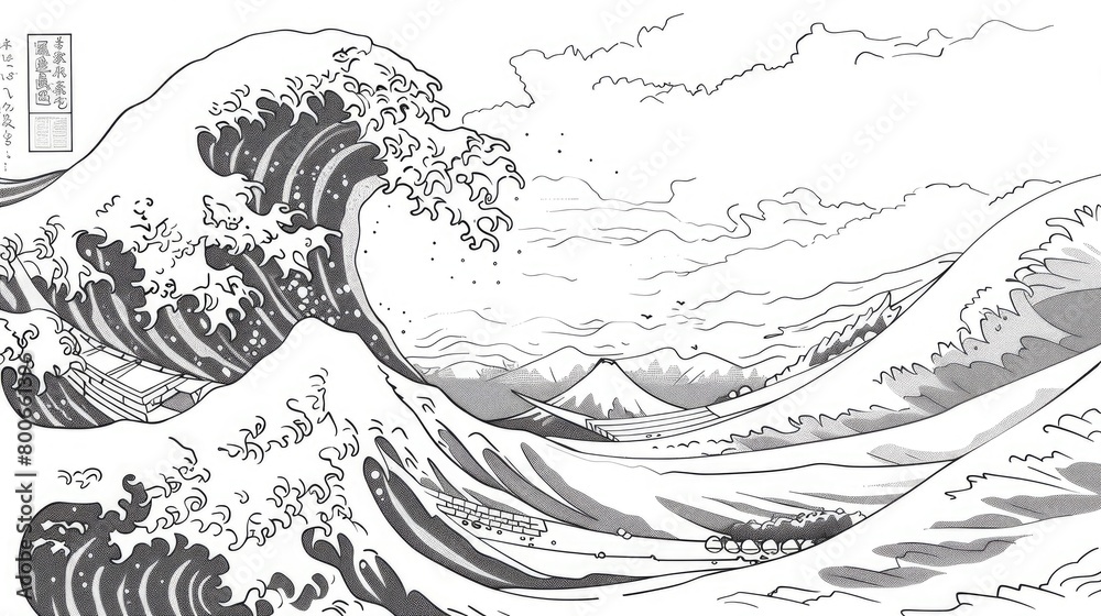 Japanese ukiyo-e art of the great wave off kanagawa by hokusai as an ...