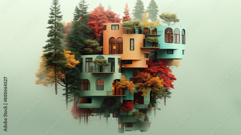 Stunning concept design blend of architecture and autumn trees ...