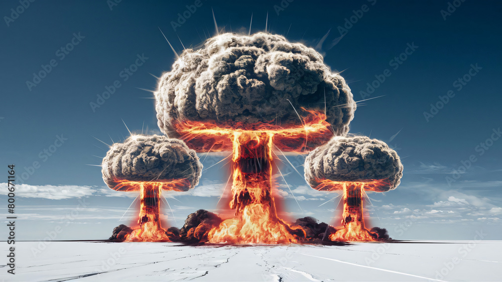 A powerful and unsettling visual of nuclear explosions with billowing ...