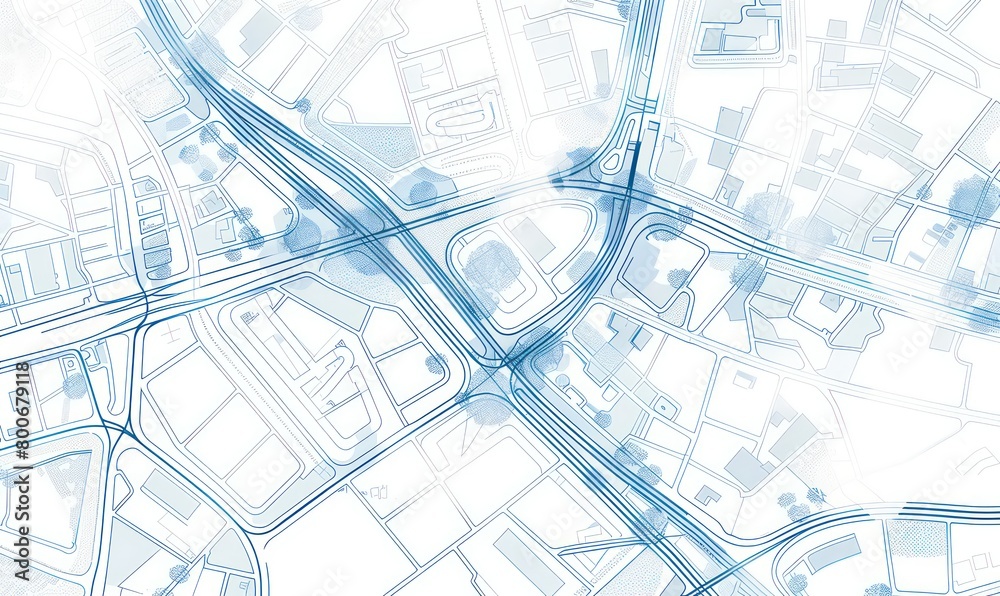 city map, transport infrastructure schemes, digital thin lines ...