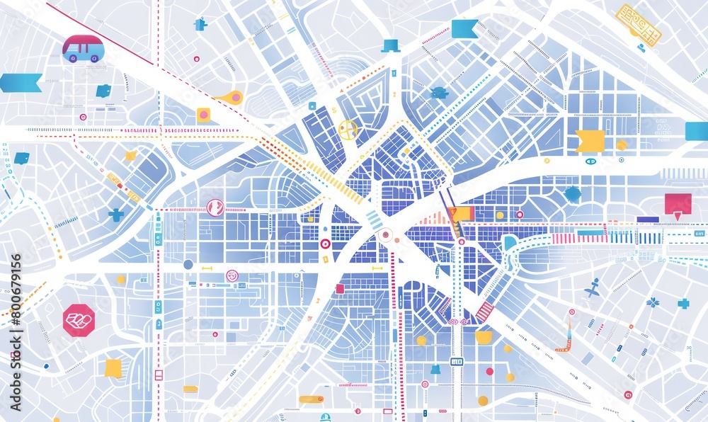 city map, transport infrastructure schemes, digital thin lines ...