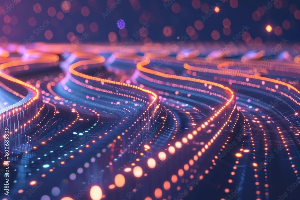 abstract technology background with data flow and artificial ...