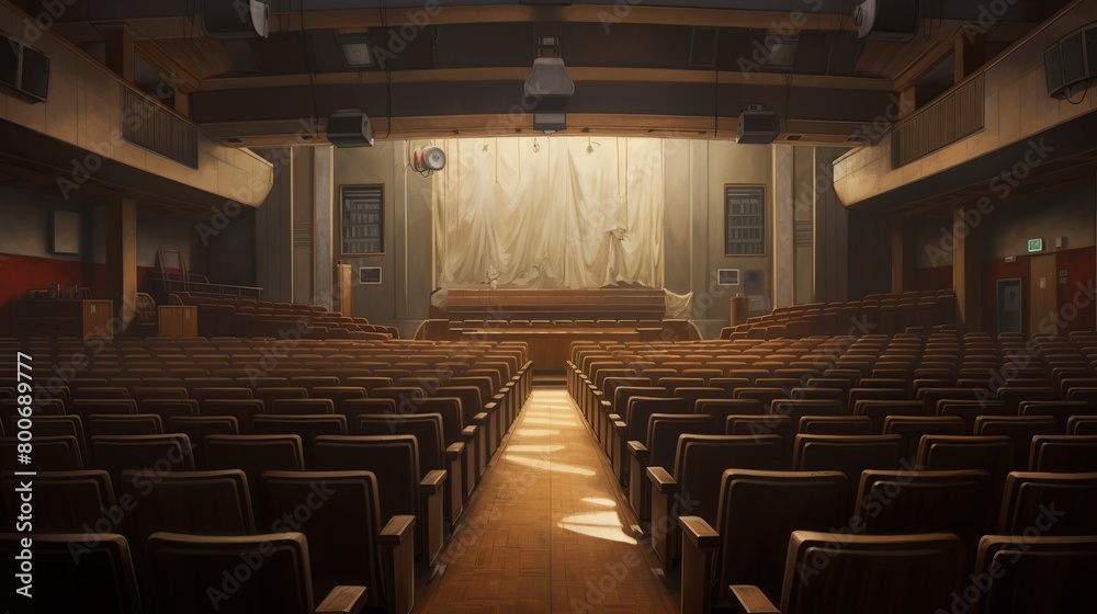 In a high school auditorium, the noise and laughter subsides as ...