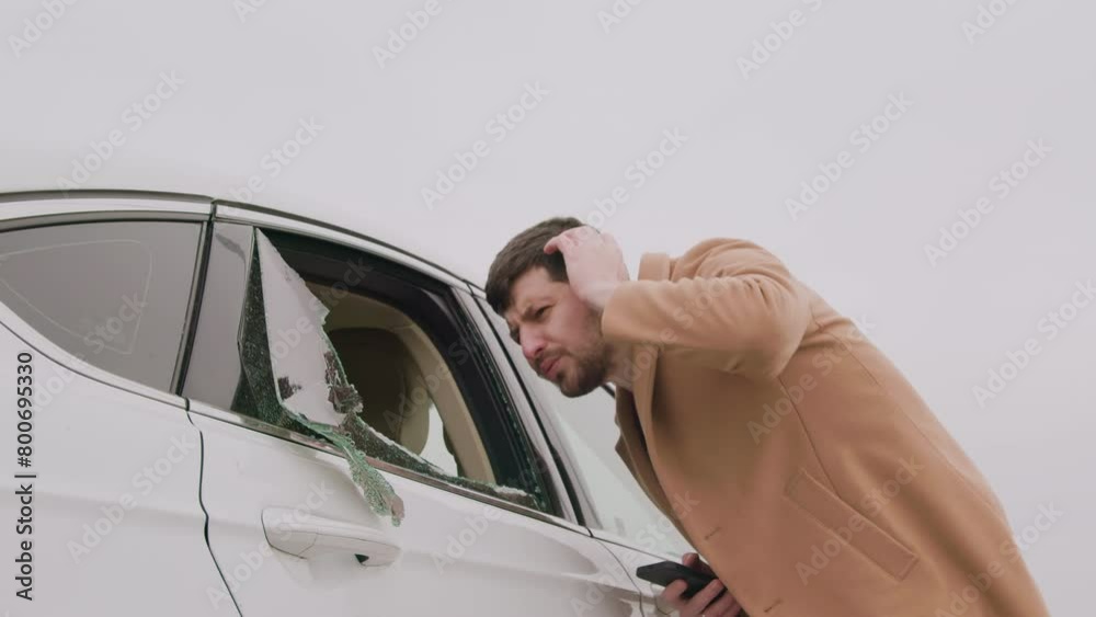 Broken glass on his car owner's frustration mounts signaling intrusion ...