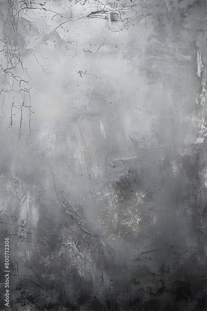 A grey wall with cracks and peeling paint. The wall is covered in dirt ...