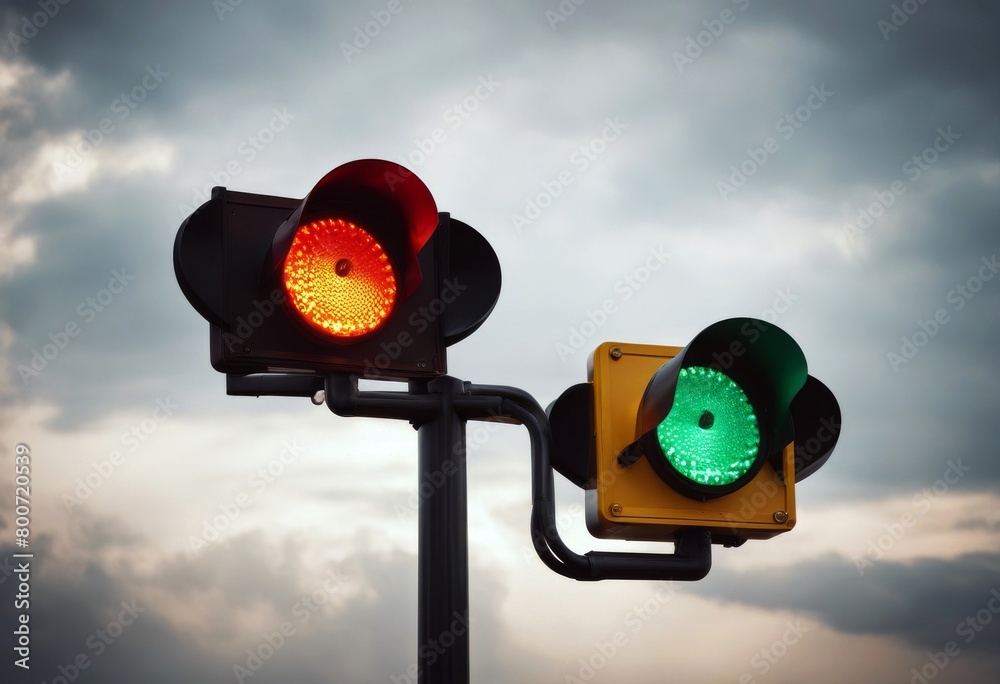 'lights traffic yellow red sky green stoplight light blue signal ...