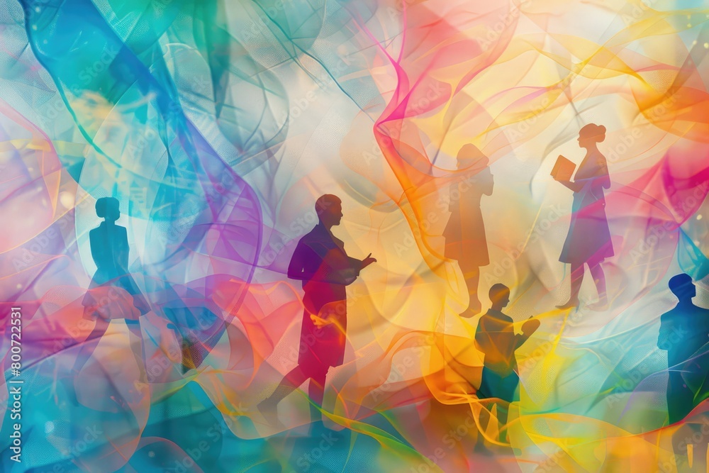 World Teacher Day Abstract Background with Ethereal Figures of ...