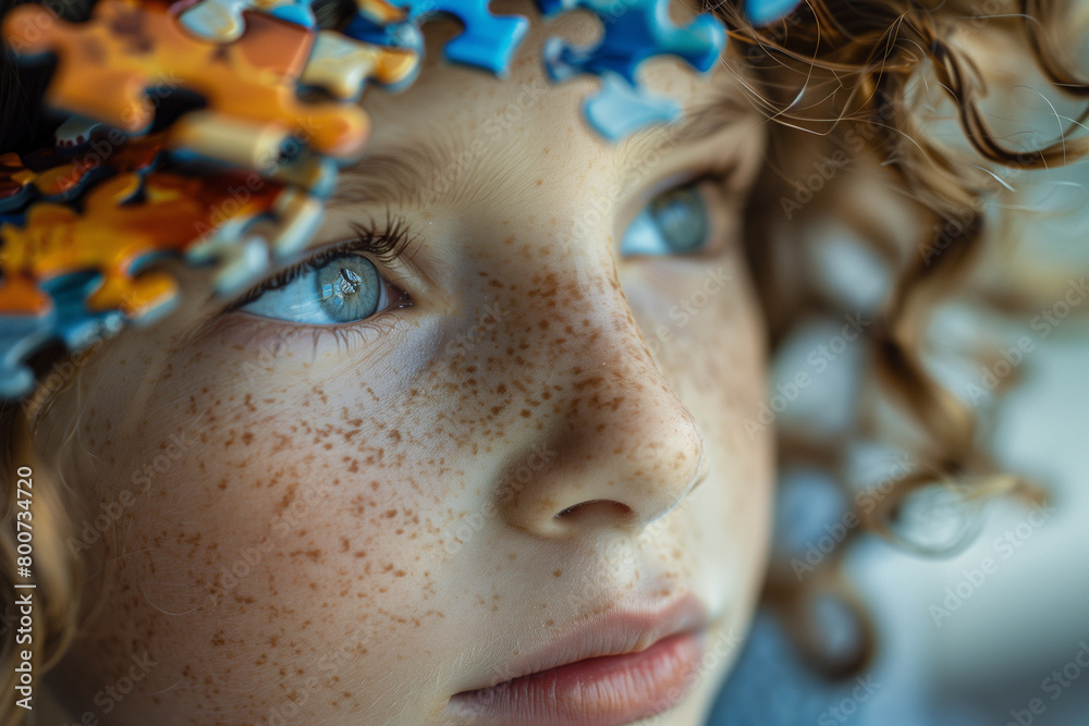 Colorful puzzle pieces inside a child's head depict dyslexia's ...
