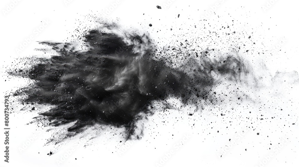 Black chalk pieces and dust particles disperse, giving an exploding ...