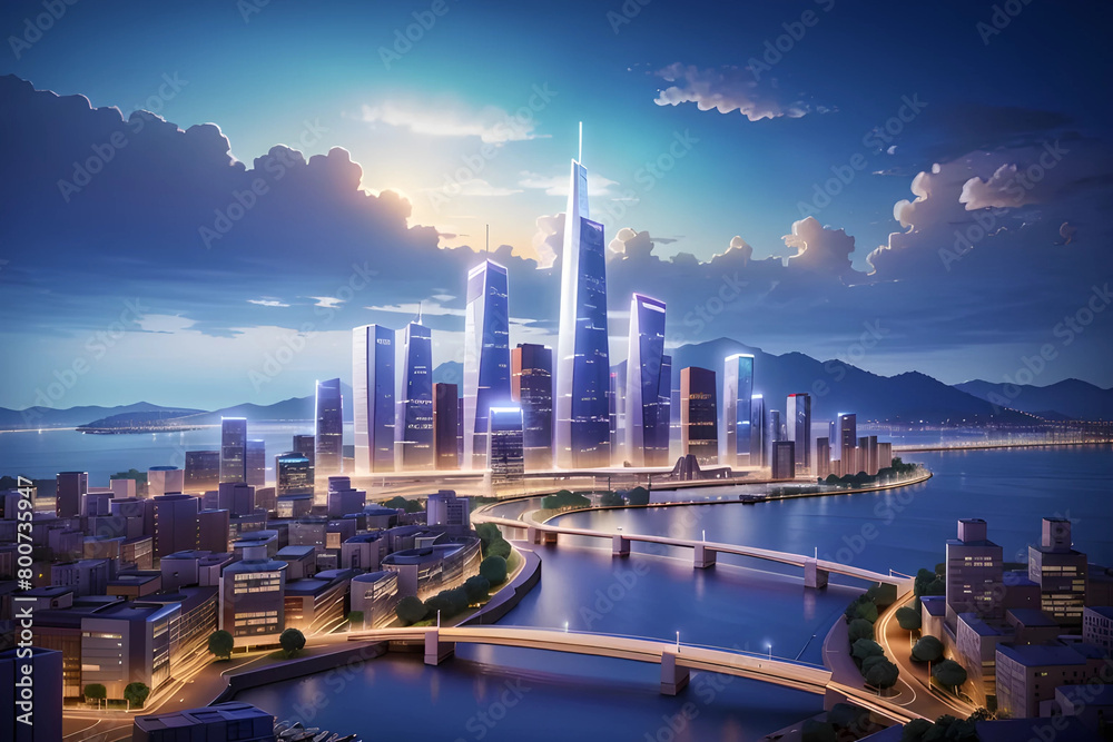 Beautiful future city images,from the top of skyscrapers,Generative AI ...