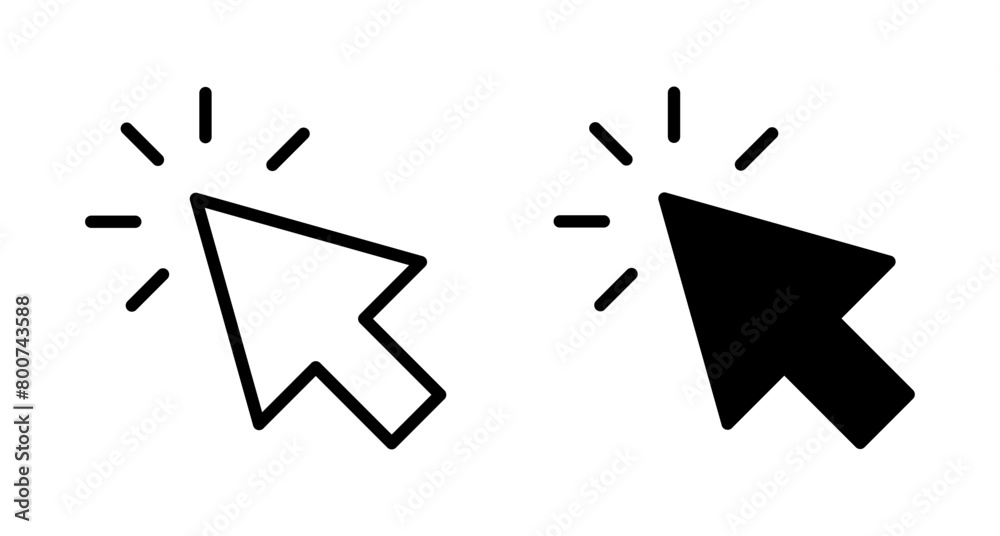 Click icon vector isolated on white background. Cursor icon. Computer mouse click cursor black ...