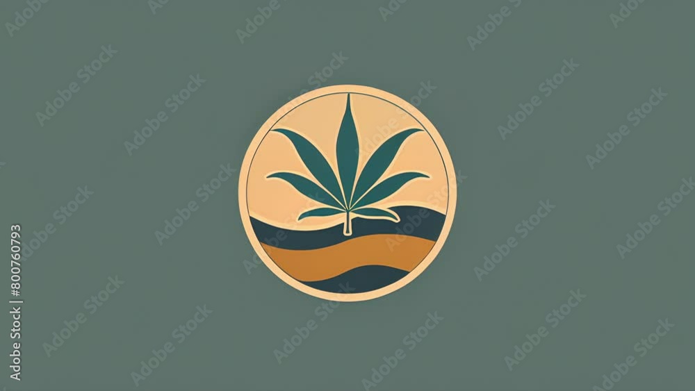 Illustration of a marijuana leaf suspended over ocean waves in a ...