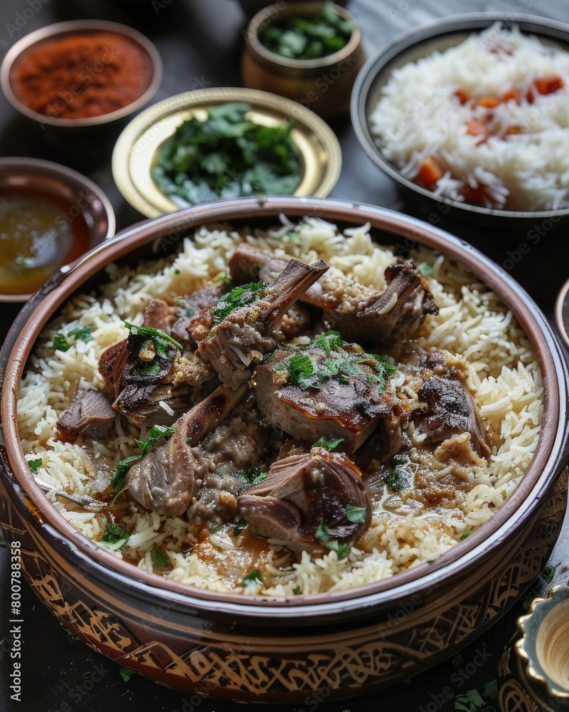 Mansaf, a traditional Palestinian dish featuring tender lamb, rice, and ...