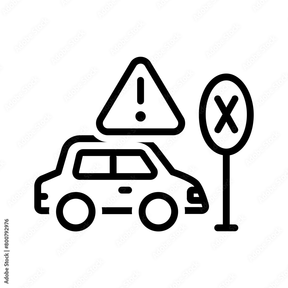 Vector black line icon for Traffic offences Stock Vector | Adobe Stock