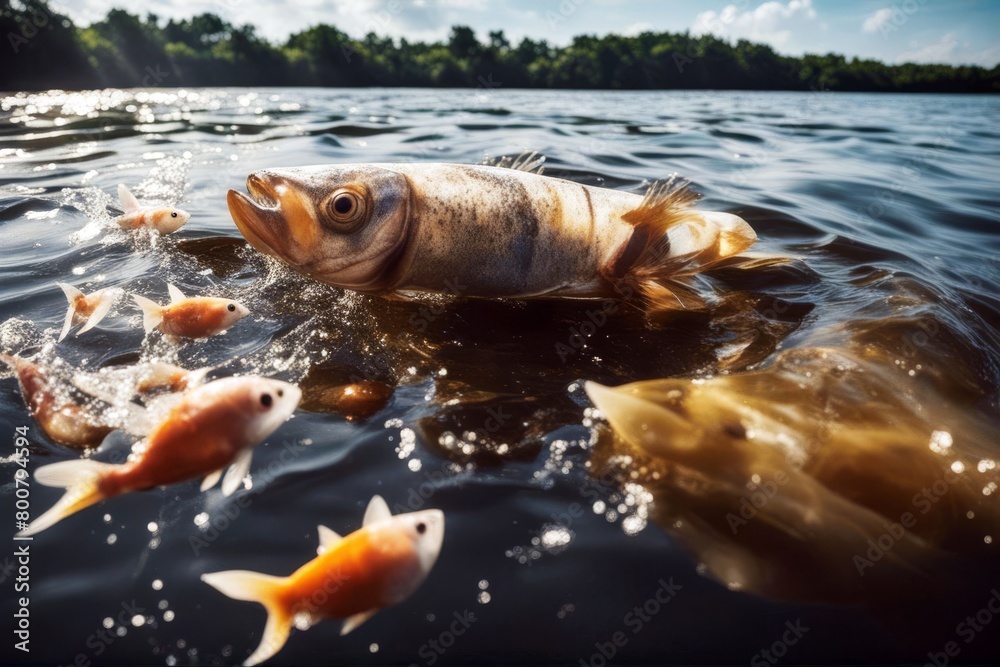 'plastic habits destroying fish pollution concept environment garbage ...