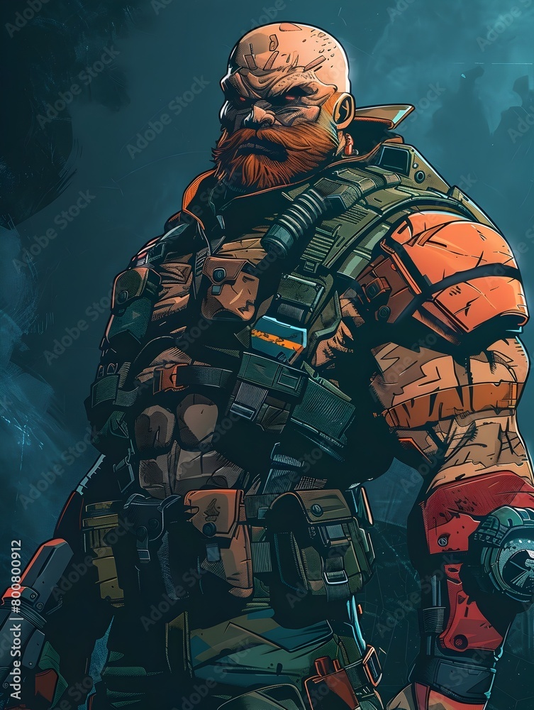 Ruthless Bandit Leader in Tactical Gear with Gritty Fantasy Art Style ...