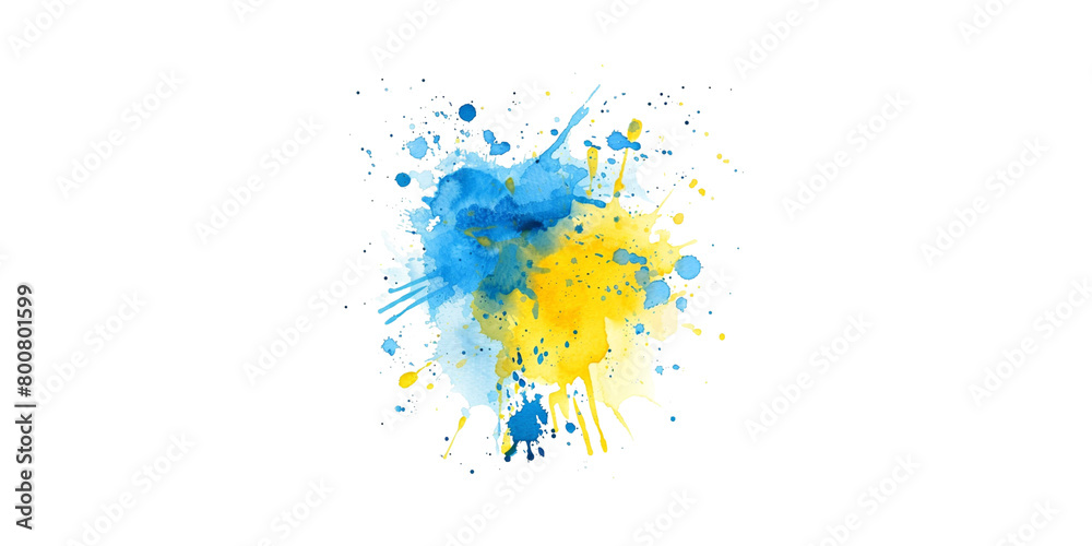 watercolor blue and yellow splash, clipart isolated on white background ...