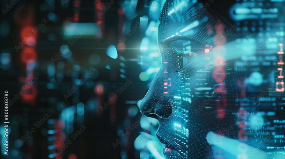 AI Image Recognition concept, depicting a futuristic interface with ...