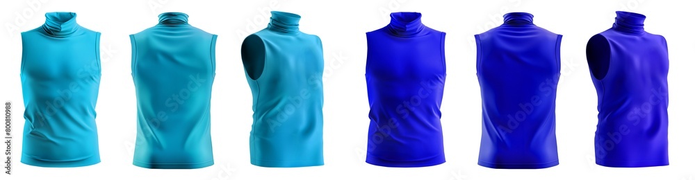 2 Set of men dark light blue turquoise sleeveless turtleneck roll High ...