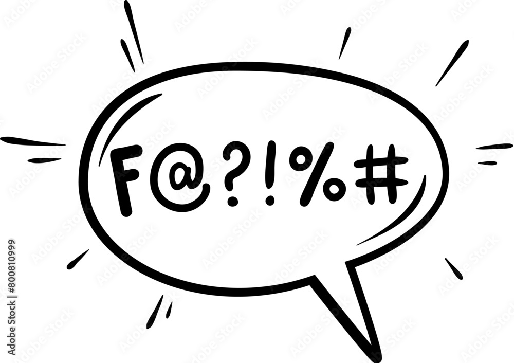 Comic swear speech bubble, hate angry talk, aggressive expletive curse ...