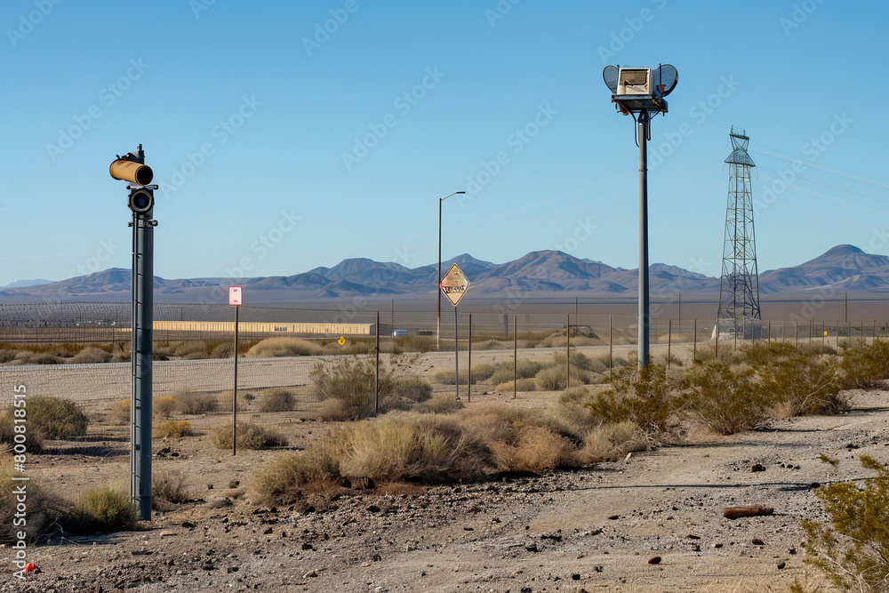 Restricted Airspace Over Area 51, With Warning Signs And Surveillance ...