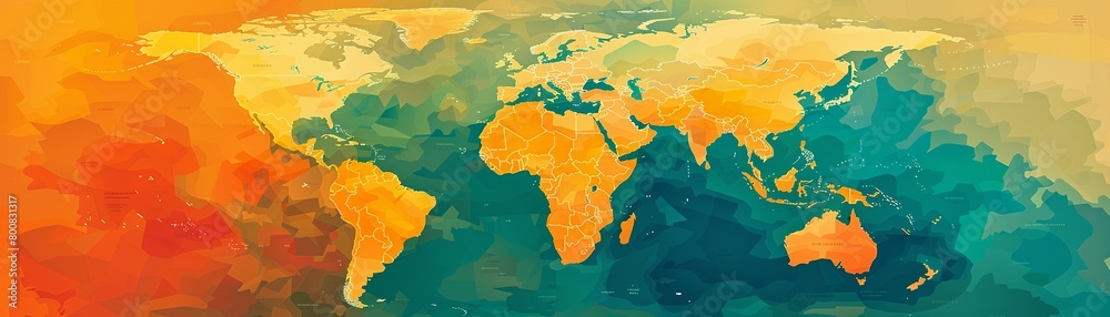 World map with heatmap showing inflation rates in different countries ...