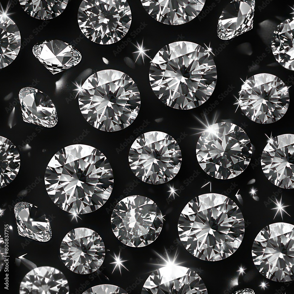 Silver diamonds sparkle elegantly against a dramatic black background ...