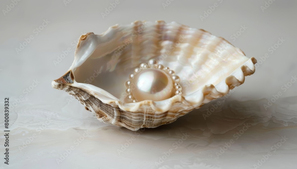 Closed sea shell with natural pearls for creating beautiful jewelry ...