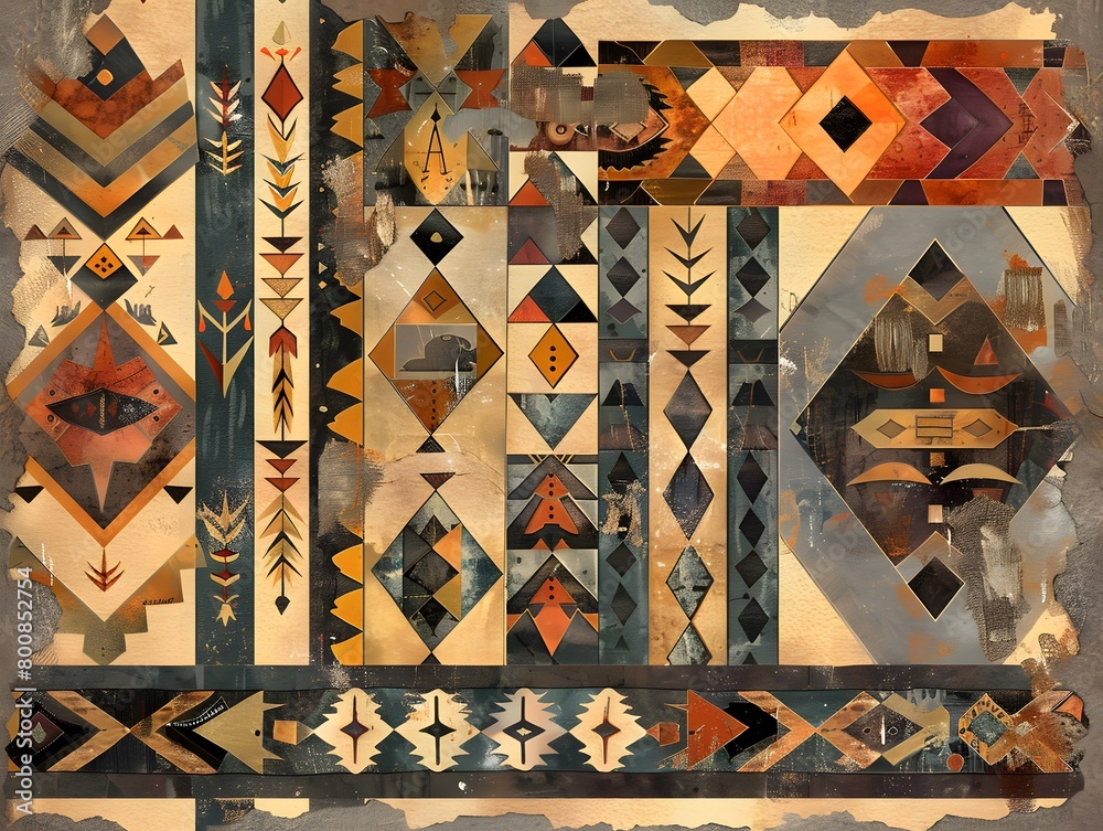 Tribal Patterns in Earthy Tones: Illustration Featuring Tribal Patterns ...
