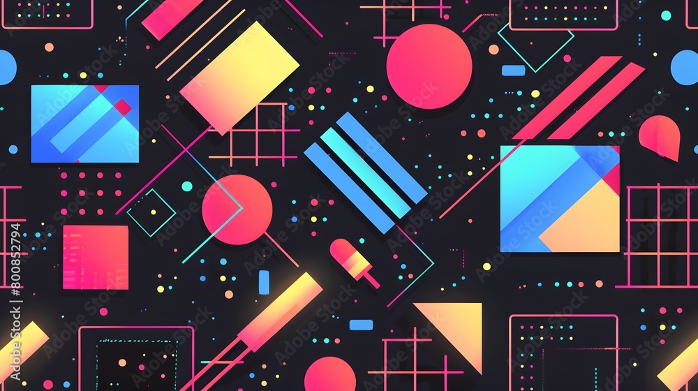 Retro 80s Neon Grid Pattern: Background Design with Retro 80s Neon Grid ...