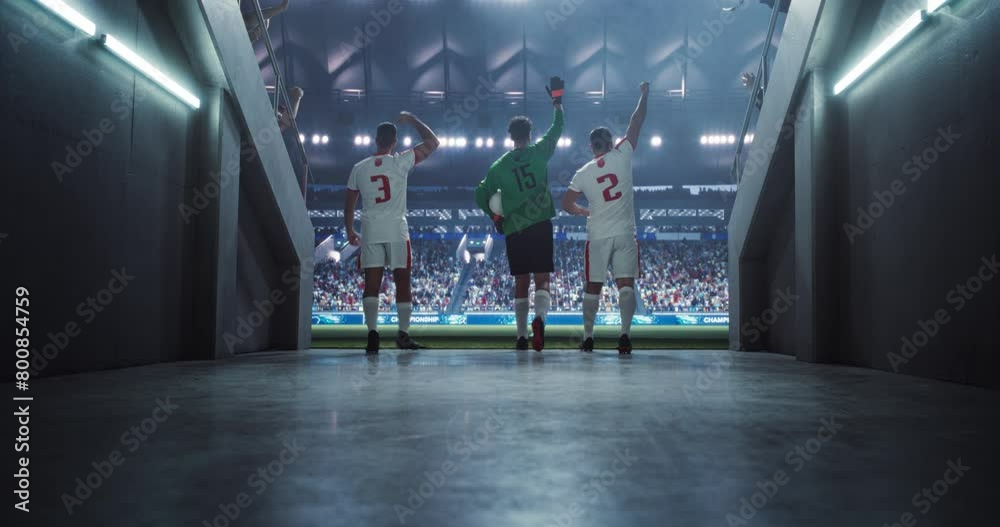 Traditional Soccer Walkout: Uplifted Happy Players Entering the Olympic ...