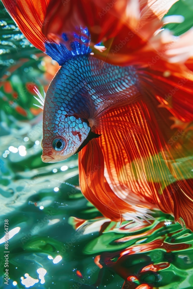 Multi color Siamese fighting fish, Betta splendens in nature background ...