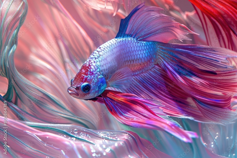 Multi color Siamese fighting fish, Betta splendens in nature background ...