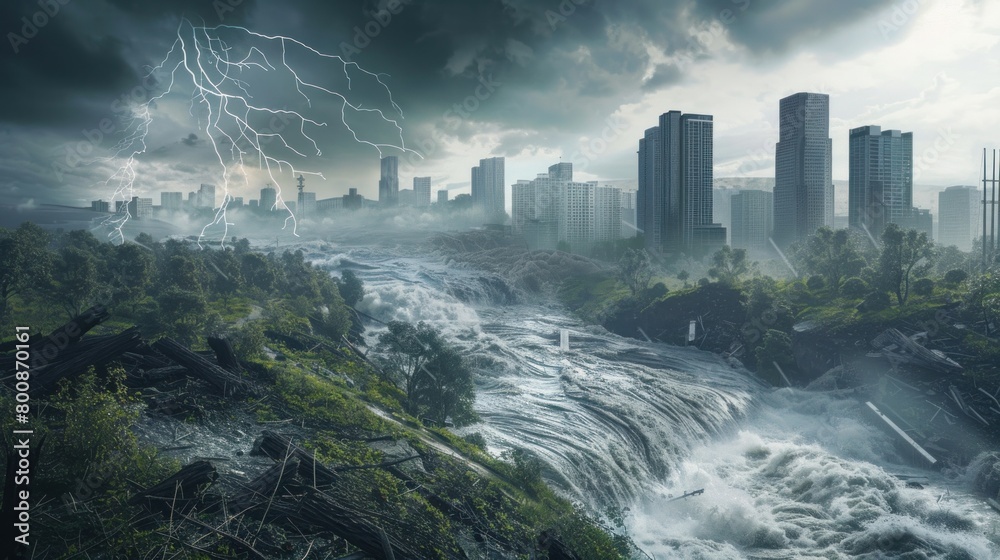 Natural disasters with storms and rain Causing landslides and flooding ...