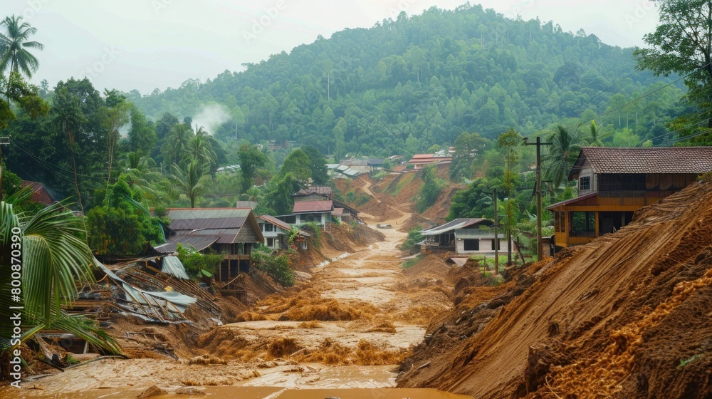Natural disasters including storms and rain causing landslides and ...