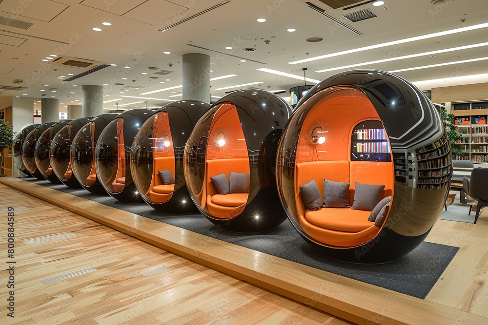 Spherical Reading Pods and Holographic Displays: Futuristic Library ...