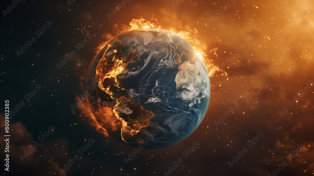 Global Boiling Planet earth in danger climate change concept created ...