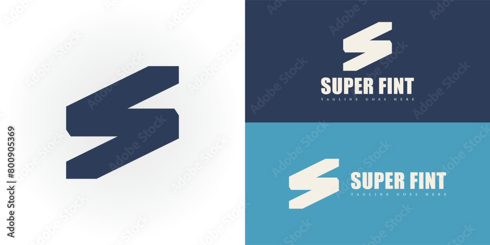 Abstract initial bold letter S or SS logo in deep blue color isolated ...