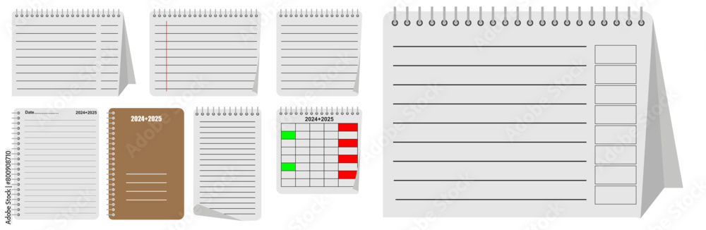 notebooks Set of six vector notebooks with spirals and with different ...