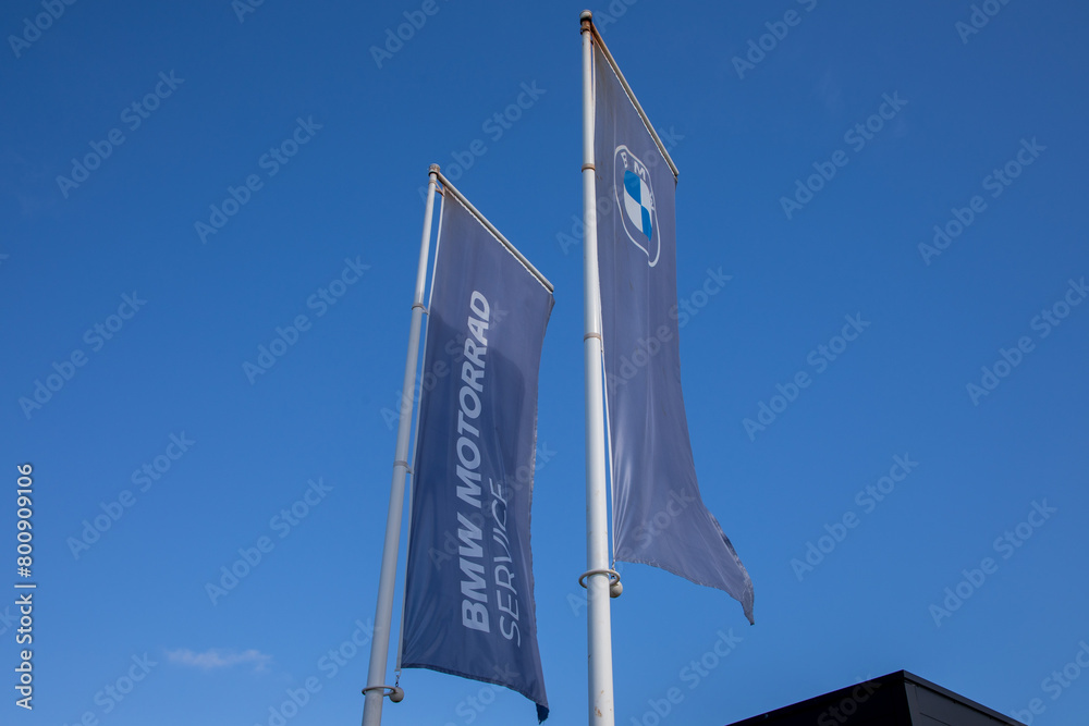 BMW Motorrad motorcycles sign logo and brand text on new modern flag ...